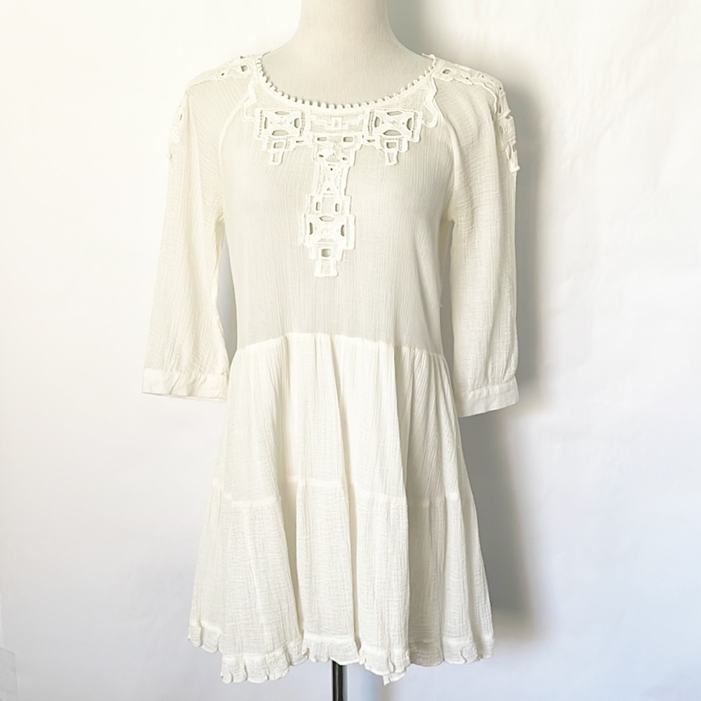 Free People Lace Babydoll Gauze Dress (S) - Gem